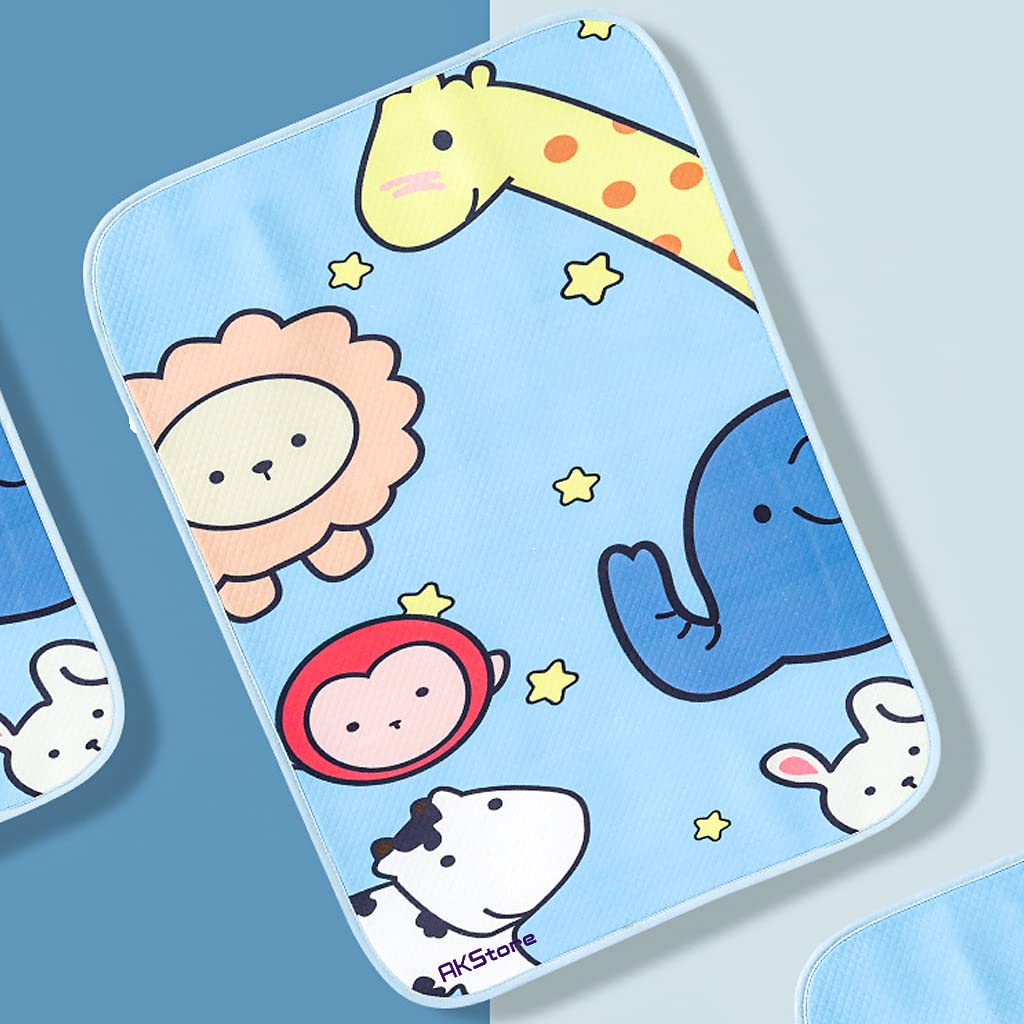 AKStore Toddler Mattress Pads Waterproof Bedsheet(Blue-Zoo, Small)