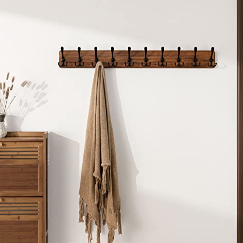 SKOLOO Rustic Large Coat Rack Wall Mount: 38.3'' Long Coat Rack for Wall, Wood Coat Rack Hook, Farmhouse Coat Hanger Wall Mount for Hanging Jacket Coat