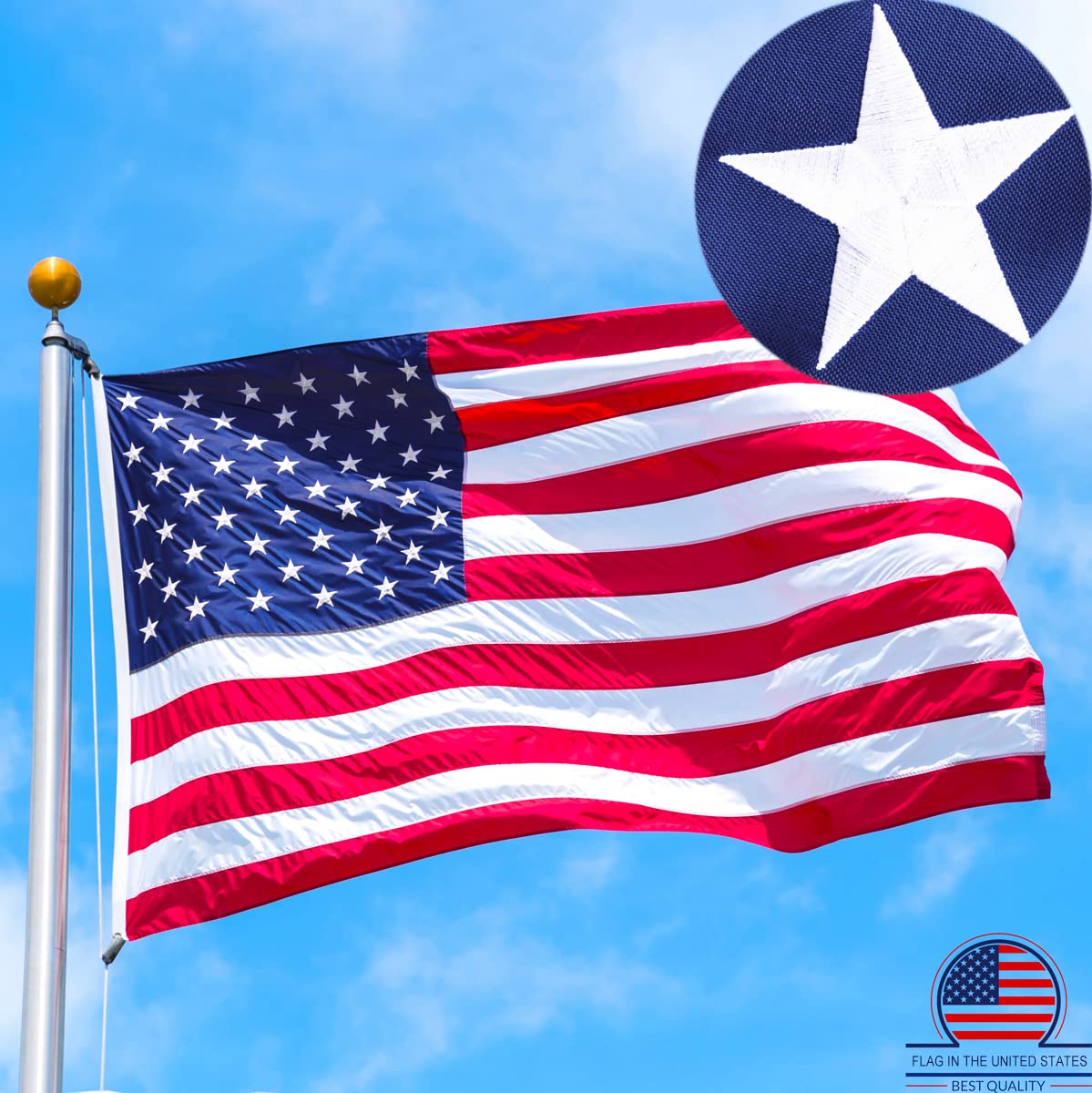 American Flag 3x5 Outdoor - 3x5 American Flag Outdoor Heavy Duty,Us Usa Flag 3x5 Outdoor,American Flag Made In Usa, American Flags Nylon 3x5 Embroidered Outside All Weather United States Flag
