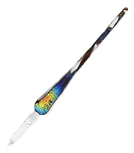 Xiaoyu Glass Dip Pen Vintage Handmade Glass Signature Pen Starry Sky Crystal Dip Sign Pen Gift Calligraphy Pen - E