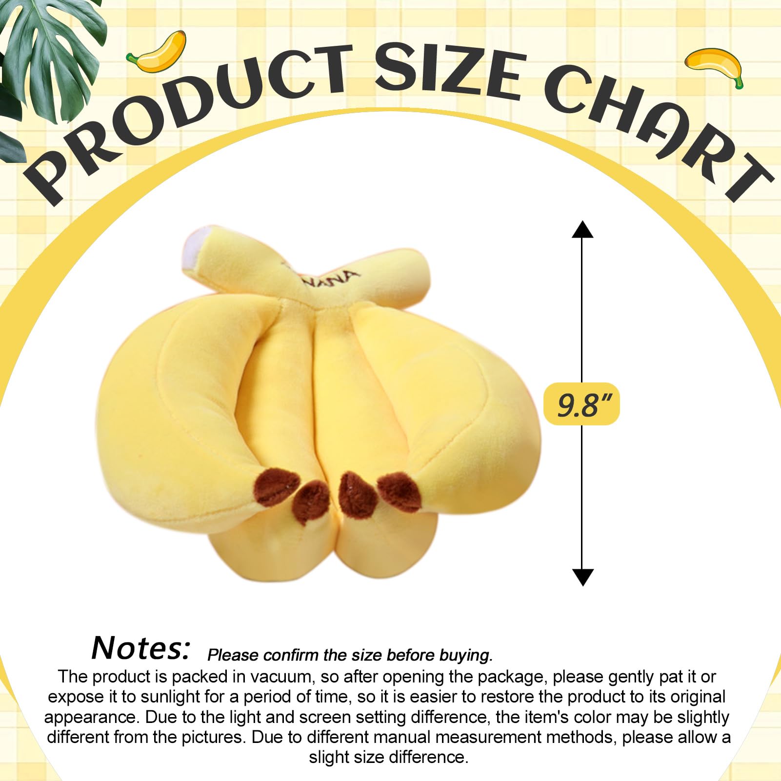 AUCOOMA Banana Plush Pillow Yellow Bananas Plush Stuffed Toy Cushion Hugging Pillow 9.8"