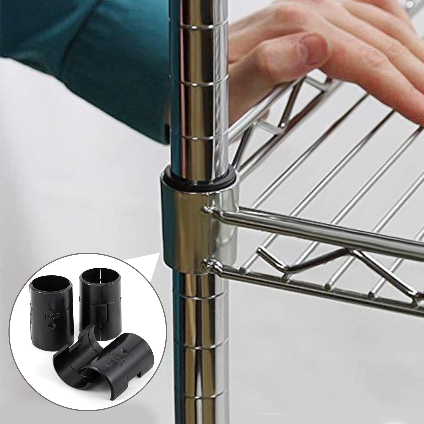 72 Pcs Wire Shelving Shelf Lock Clips for 1" Post - 36 Pairs of Shelving Sleeves Replacements for Wire Shelving System Plastic Accessories Parts