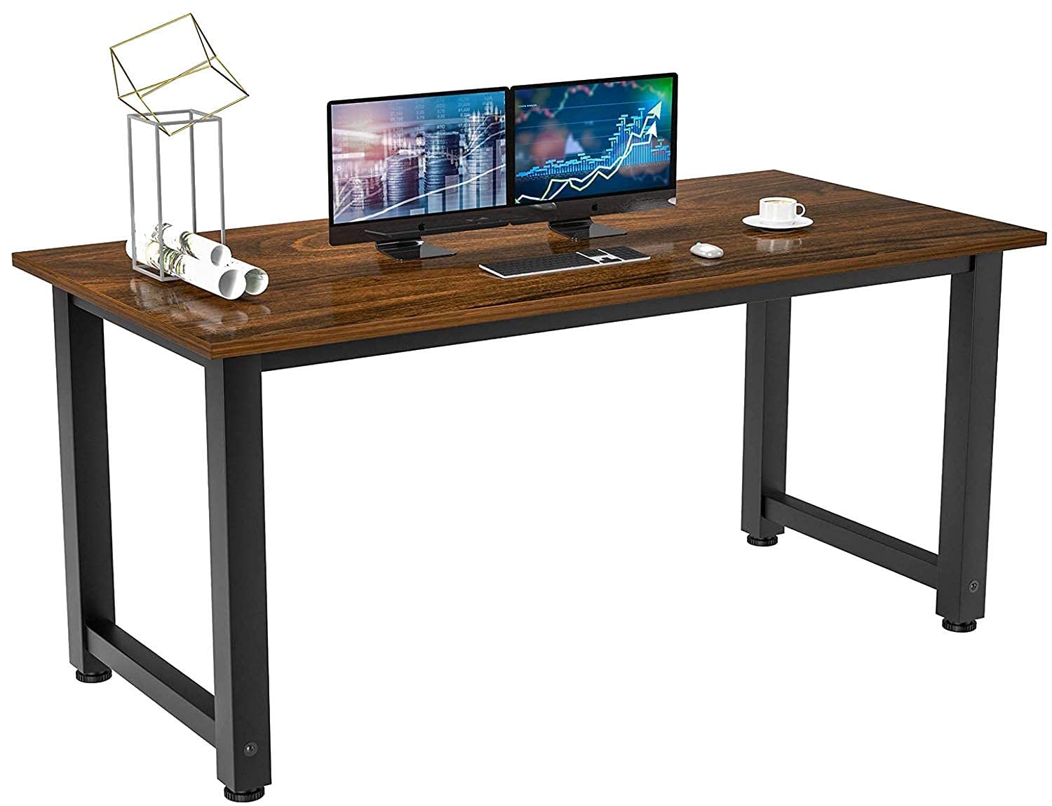 Computer Desk Writing Desk Office Desk Home Desk 63" Metal Frame Sturdy Stable Laminated MDF Desktop Anti Scratch,for Writing,Games and Home Work Desk Modern Finish Wood Board and Sturdy Steel Legs