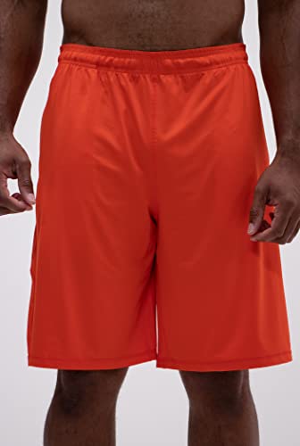 DEVOPS Men's 2-Pack Loose-Fit 10" Workout Gym Shorts with Pockets (Large, Black/Orange)