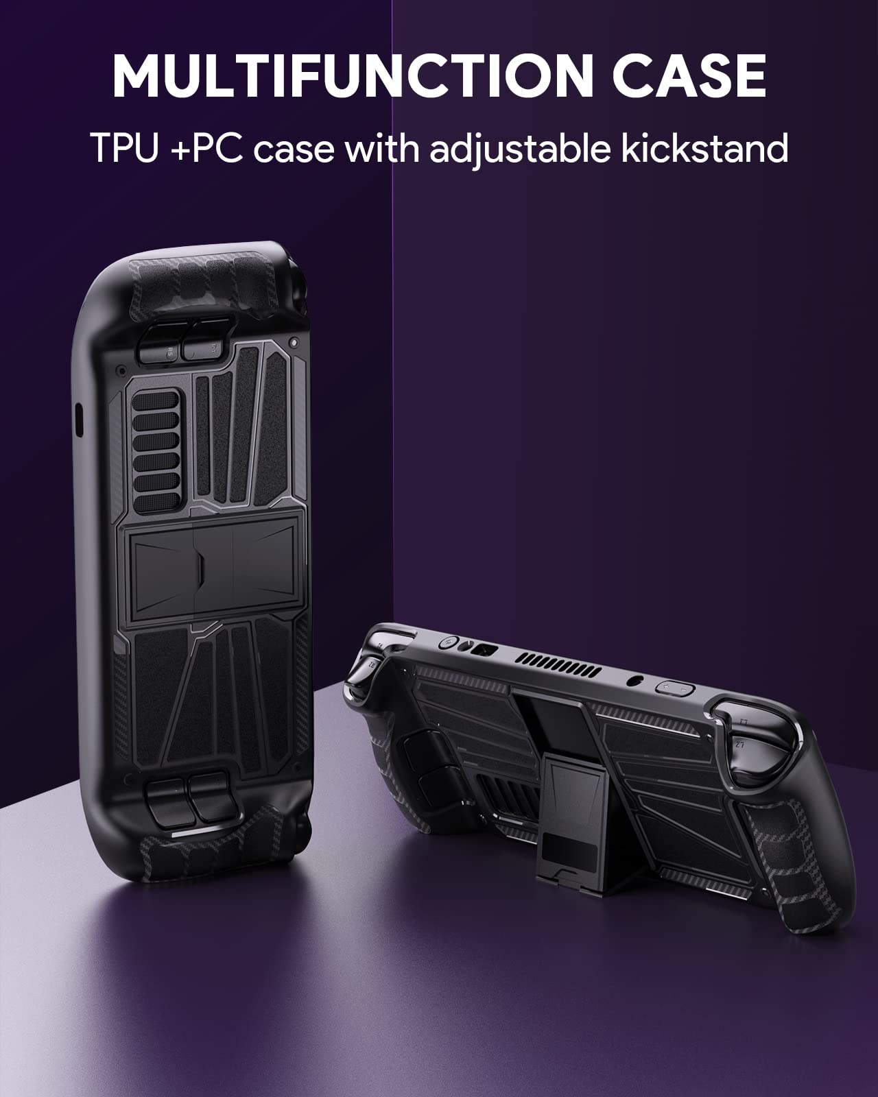 Anywest Protective Case for Steam Deck, TPU and PC Protective Cover Case with Adjustable Kickstand, Four-Angle Stand Base Protector, Non-Slip, Anti-Collision Design for Steam Deck