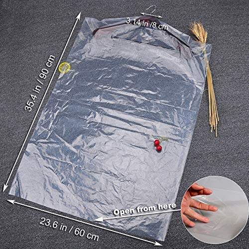 RINTATI 50 Pack 35.4inch Plastic Clear Dry Cleaning Hanging Lightweight Garment Clothes Cover Protector Bags for Closet Clothes Storage.