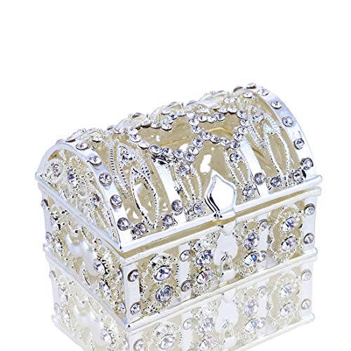 YU FENG Vintage Jewelry Trinket Box Rectangle Box Metallic Floral Engraved Earring Ring Case Necklace Organzier Storage Box Wedding Brithday Gift