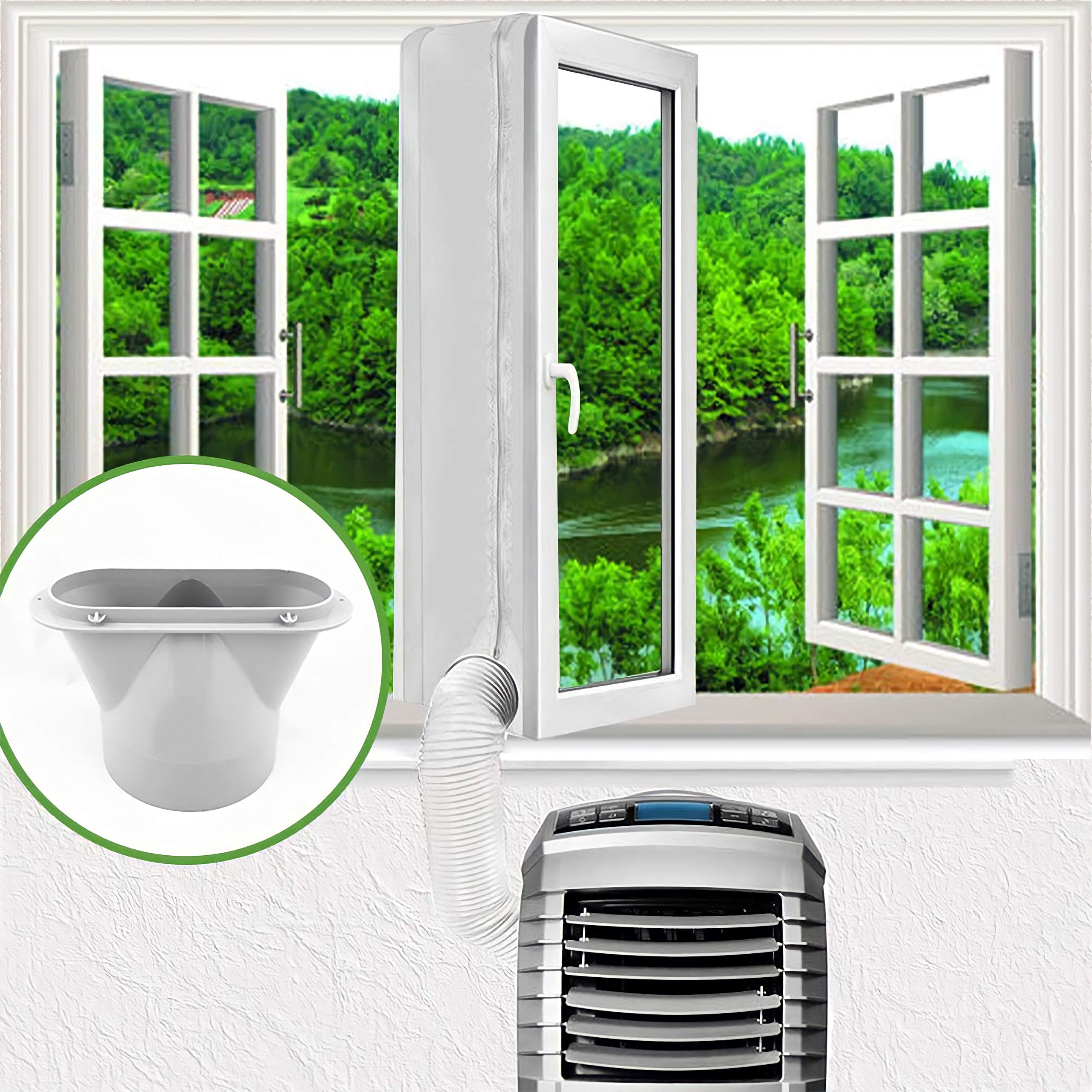 Connector for Connecting Window Sealing Plate with Oval Vent and Air-Conditioning Exhaust Hose with Dia 5.9'', Air Conditioner Exhaust Hose Adapter,Portable Exhaust Hose Tube Connector