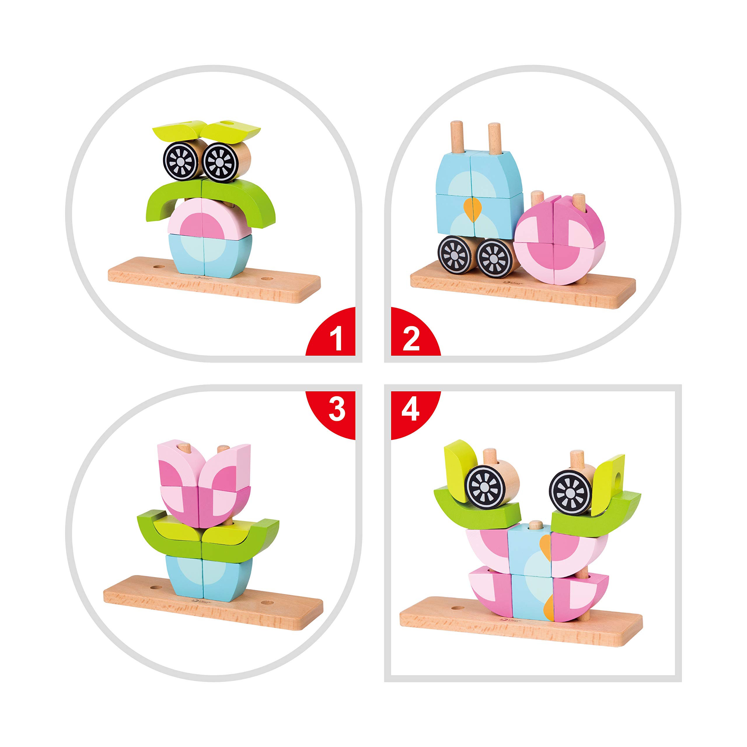 Classic World Wooden Toddler Montessori Toys Block Puzzle, Sorting and Stacking Puzzles for Babies and Toddlers, Peg Puzzle Stacker