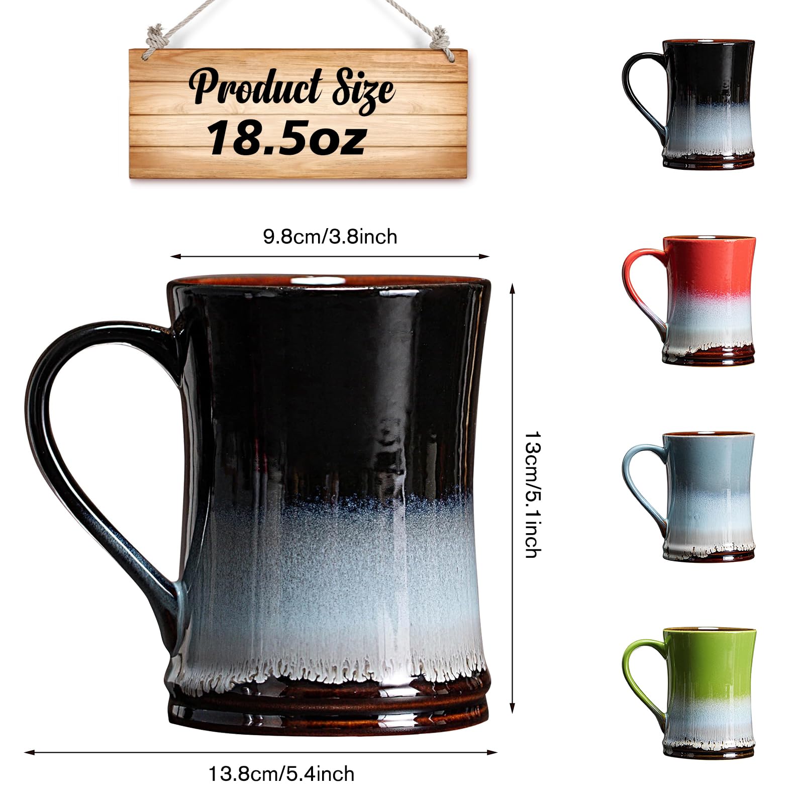 Coffee Mug,Coffee Cups Ceramic 18.5oz Kiln Glazed Large Coffee Mug Dishwasher and Microwave Safe Coffee Mug. (Blue)