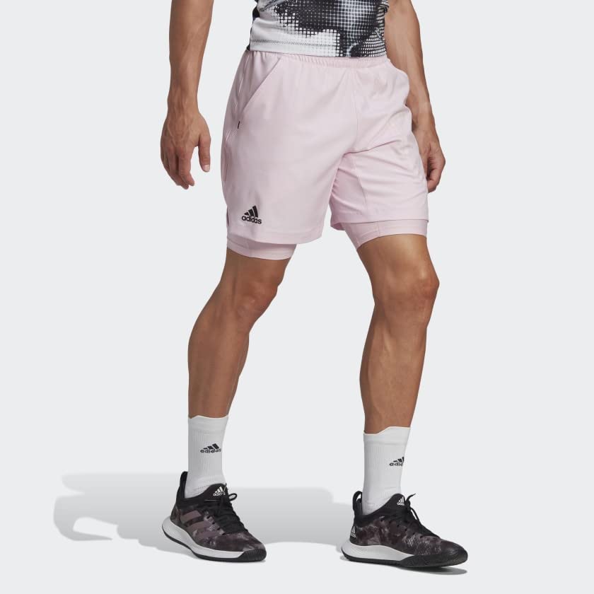 adidas Men's Tennis US Series 2 in 1 Shorts, Clear Pink, Medium