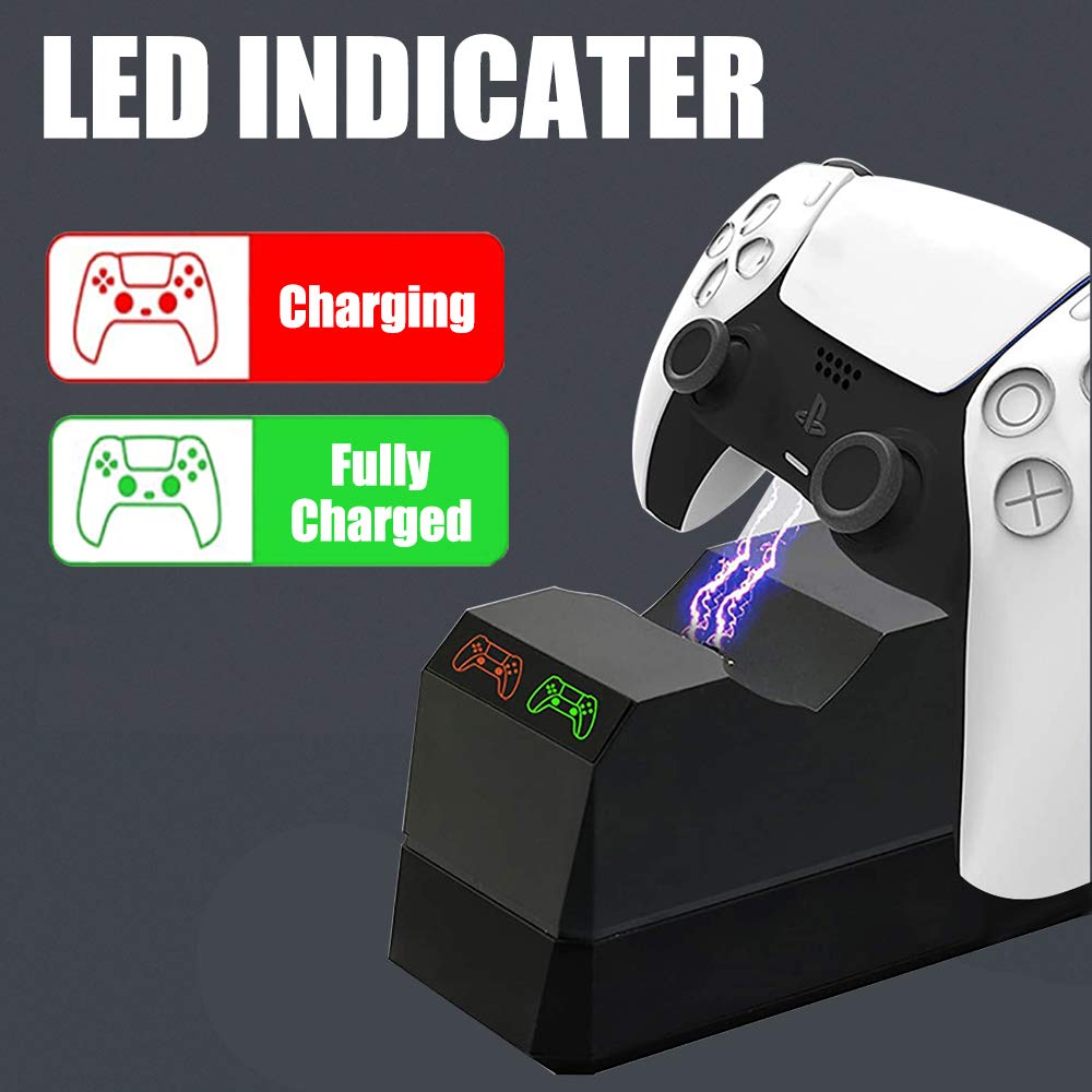 Controller Charging Station Dock Stand Compatible with Playstation 5 with 4 Thumbstick Caps