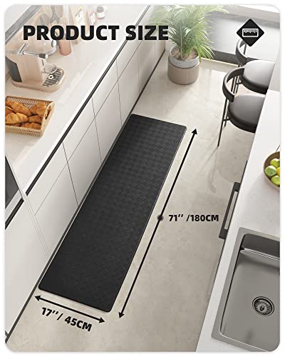 Color G Black Kitchen Mat Long Runner Kitchen Floor Mats Cushioned Anti Fatigue, 17”x71” Foam Comfort Kitchen Padded Mats for Standing, Waterproof Kitchen Sink Runner Rug