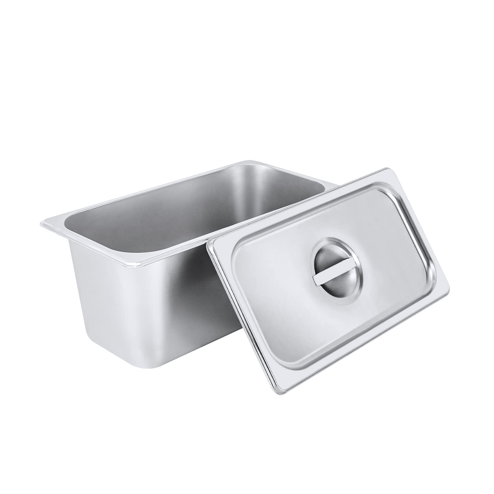 Leblett 4 Pack Stainless Steam Hotel Pans with Lids,1/3 Size x 6" Deep,0.35cm Thick,Anti Jam Steam Table Pan Catering Storage Metal Food Pan