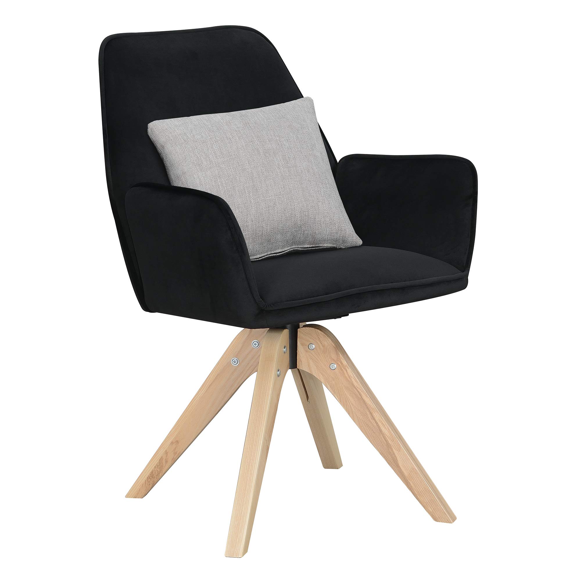 Convenience Concepts Take a Seat Miranda Swivel Accent Chair, Blue Velvet/Natural Wood