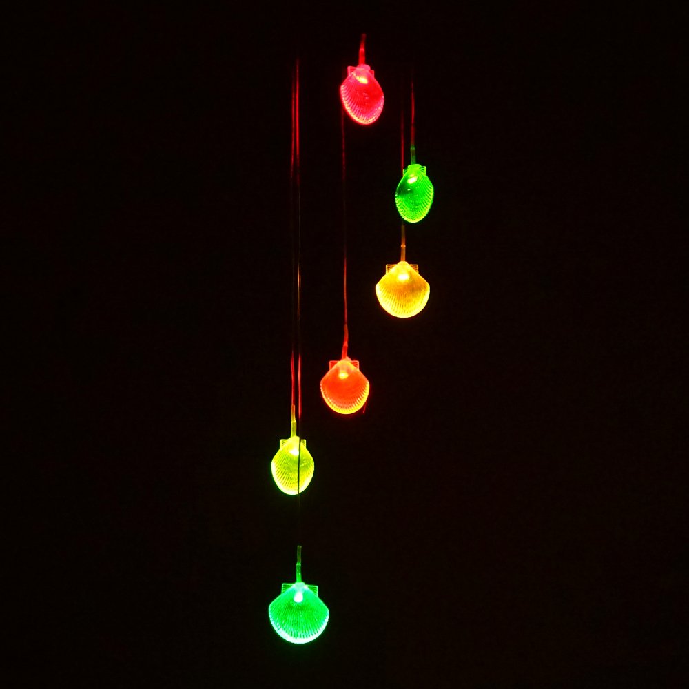 Clear Shell Color Changing LED Solar Mobile Wind Chimes, Solar Powered Wind Spinner Night Light Home Garden Yard Christmas Xmas Valentines Gift Decor