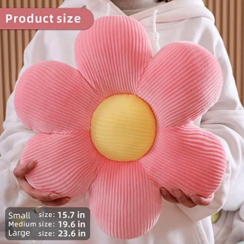Baiyuruodie Flower Pillow Bed Pillow Round Pillow Decorative Pillow Car Pillow Standard Pillows Home Chair Pads (40cm(15.7 in), Creamy-White)