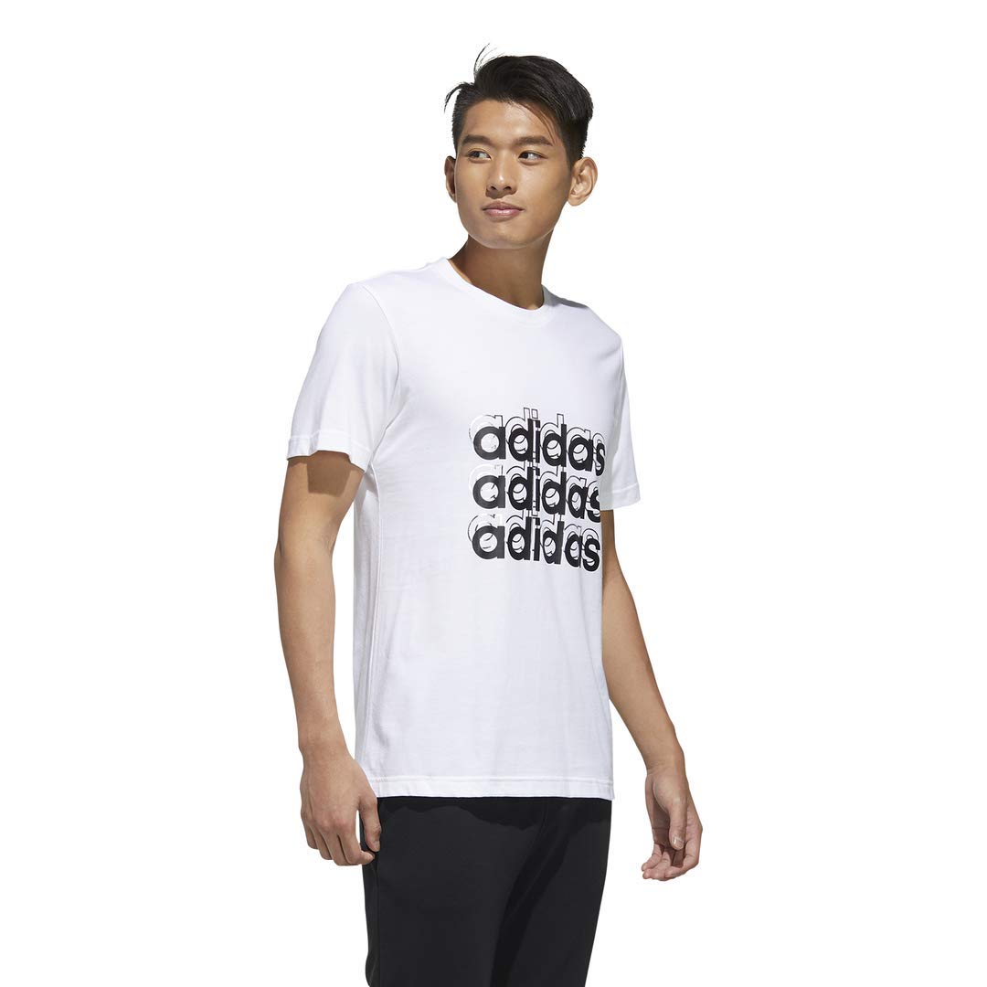 adidas Men's Triple Logo Graphic T-Shirt White/Black Small