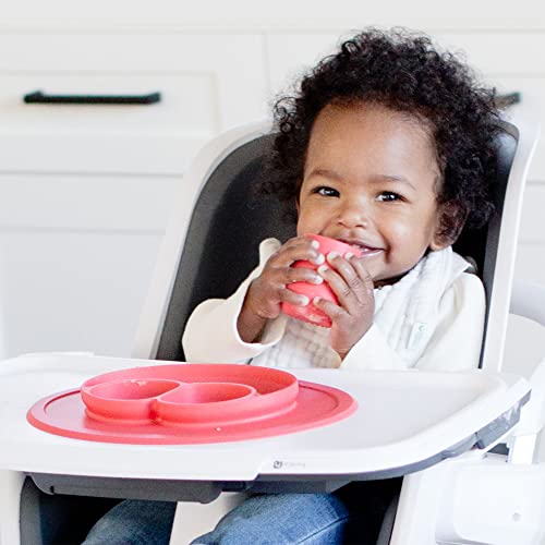 ezpz Mini Mat - 100% Silicone Suction Plate with Built-in Placemat for Infants + Toddlers - First Foods + Self-Feeding - Comes with a Reusable Travel Bag (Gray)