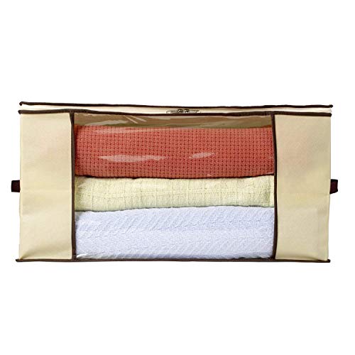 Ziz Home Blankets Clothes Storage Bag Closet Organization | Linen Blanket Storage Sweater Storage Duvet Storage Bags Clear Transparent Window (3)