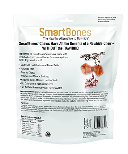 SmartBones with Peanut Butter Mini Chews 30 Count, Rawhide-Free Chews for Dogs, No Artificial Preservatives or Flavors Added, 16.9 OZ (SBPB-00310)
