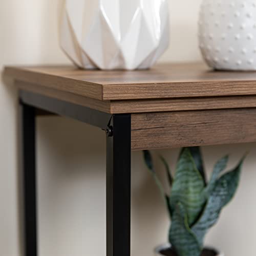 Danya B. Oslo Contemporary Industrial Horizontal 3-Tier Etagere Bookshelf – Standing Open 3-Shelf Bookcase Unit – Black Iron Metal & Maple Finish
