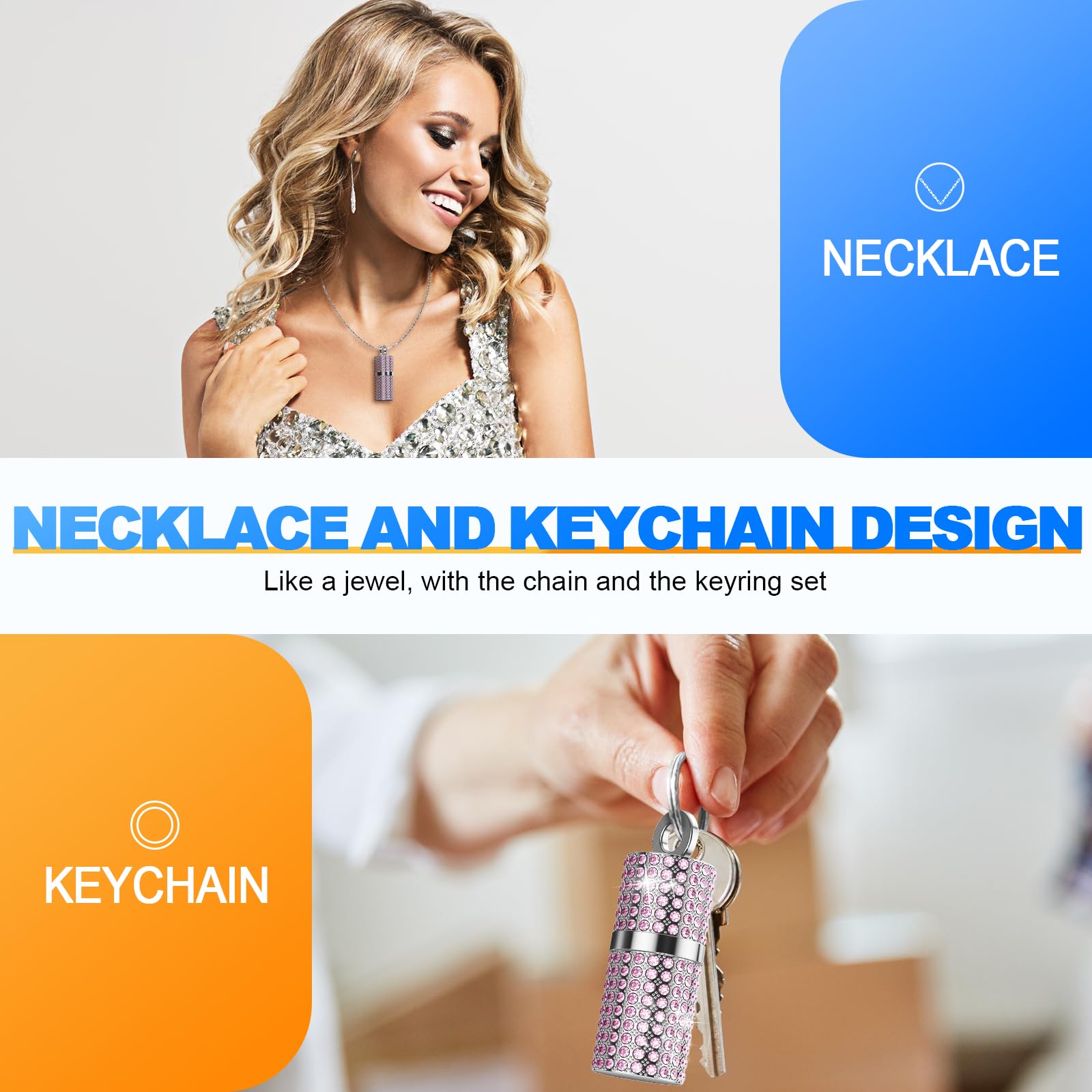 64GB Thumb Drive Necklace USB 3.0 Flash Drive Pink Crystal Jump Drive, Bling Diamond Zip Drive 64 GB Jewelry Pen Drive Creastive Memory Stick, Cute Data Storage Gift by Kepmem