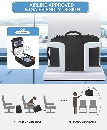 Beraliy Large Travel Backpack, Personal Item Bag for Airlines, Carry On Luggage, Hiking Backpack,Laptop Backpack, Lightweight College Work Gym Weekender Bag Men Women, Black