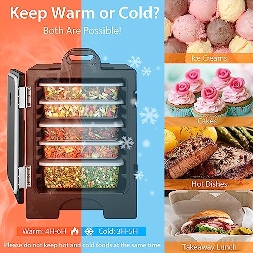 COSTWAY End-Loading Insulated Food Pan Carrier, for 5 Full-Size Pan, 81 Quart Capacity, Food-grade LLDPE Material, Portable Food Warmer with Fastener, Ideal for Canteen and Restaurant Use