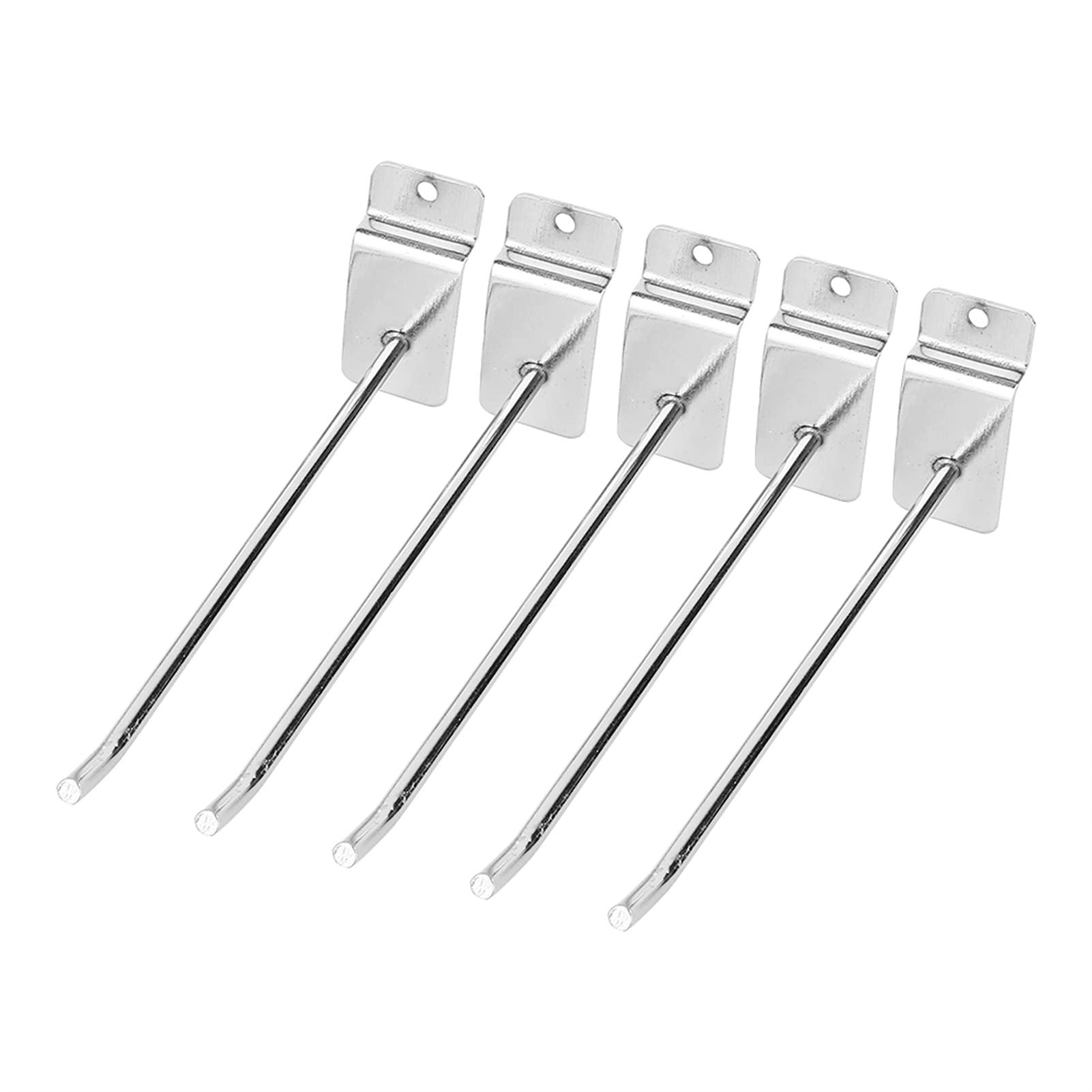 Jadeshay 25pcs Slatwall Hooks, 6 Inch Panel Hook Set, Max Load Over 3.3lb, Sturdy Chrome Finish for Shop Shelves Organize