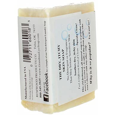 Grandma's Pure Lye Soap Bar, Unscented Face & Body Wash Cleans with No Detergens, Dyes & Fragrances - 60018, Pack of 2