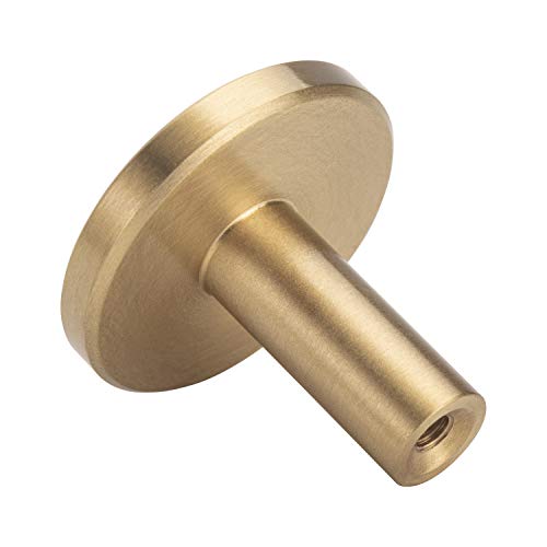 YANGQIHOME Pack of 4, Brushed Brass Decorative Wall Hooks, 32mm x 30mm, for Bathroom,Lavatory,Clothing Store, Hotel, Cafe,Hat,Towel Coat Hook Hangers Wall Mounted (Round)