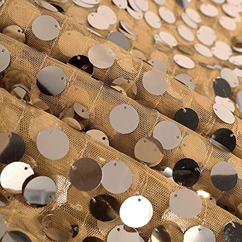 BalsaCircle 20 feet x 10 feet Gold Big Payette Sequin Backdrop Drapes Curtains - Wedding Ceremony Party Photo Booth Home Windows
