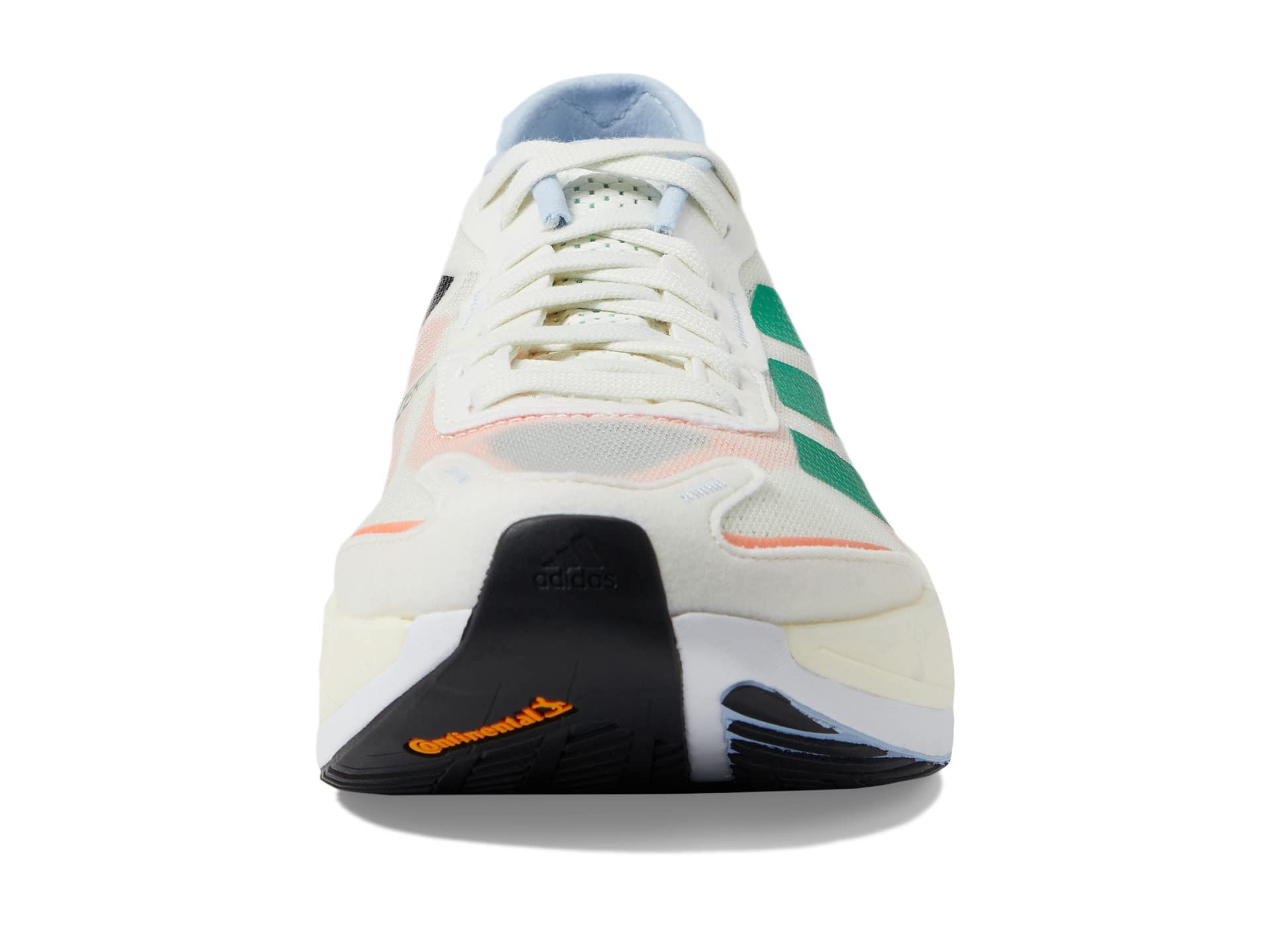 adidas Woman's Adizero Boston 11, White Tint/Court Green/Coral Fusion, 7 M