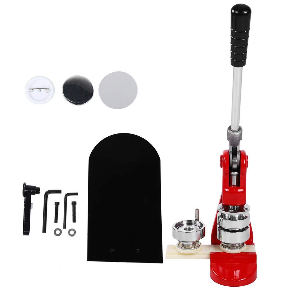75MM Badge Making Machine + 500 Buttons,Jadpes 75MM DIY Tinplate Button Maker Aluminum Alloy Badge Punch Pin Machine for Badge Insignia