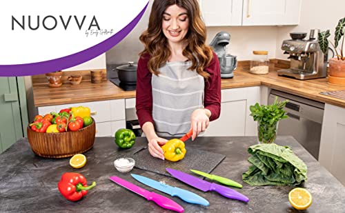 nuovva Kitchen Knife Set with Colour Coding 5 Piece Coloured Knives Set Stainless Steel