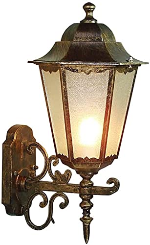 BDRPZX European Wall Light,Outdoor Wall Light,Waterproof Ip54 American Country Hexagon Street Home Garden Race Aluminum Wall Lamp Decoration Courtyard Aisle E27 Glass Wall Lantern