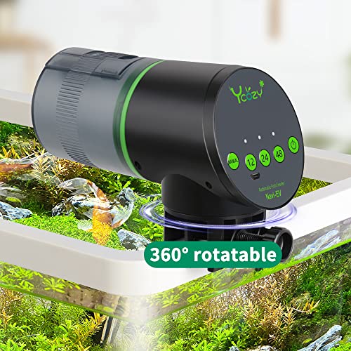 Ycozy Automatic Fish Feeder Rechargeable with USB Cable Moisture-Proof Intelligent Electric Fish/Turtle Feeder for Aquarium & Fish Tank Intelligent Timer Fish Food Dispenser for Vacation | Navi-EV