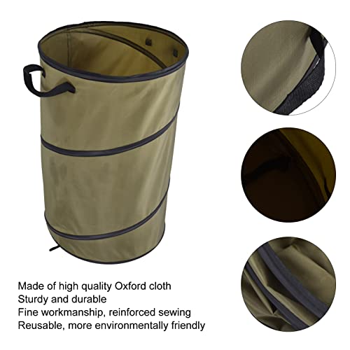 Collapsible Trash Can, 30 Gallon Large Collapsible Pop Up Recycling Leaf Bag Reusable Camping Trash Can with Handles, Waterproof and Tear Resistance, for Camping, Laundry, Storage, Garden (Green)