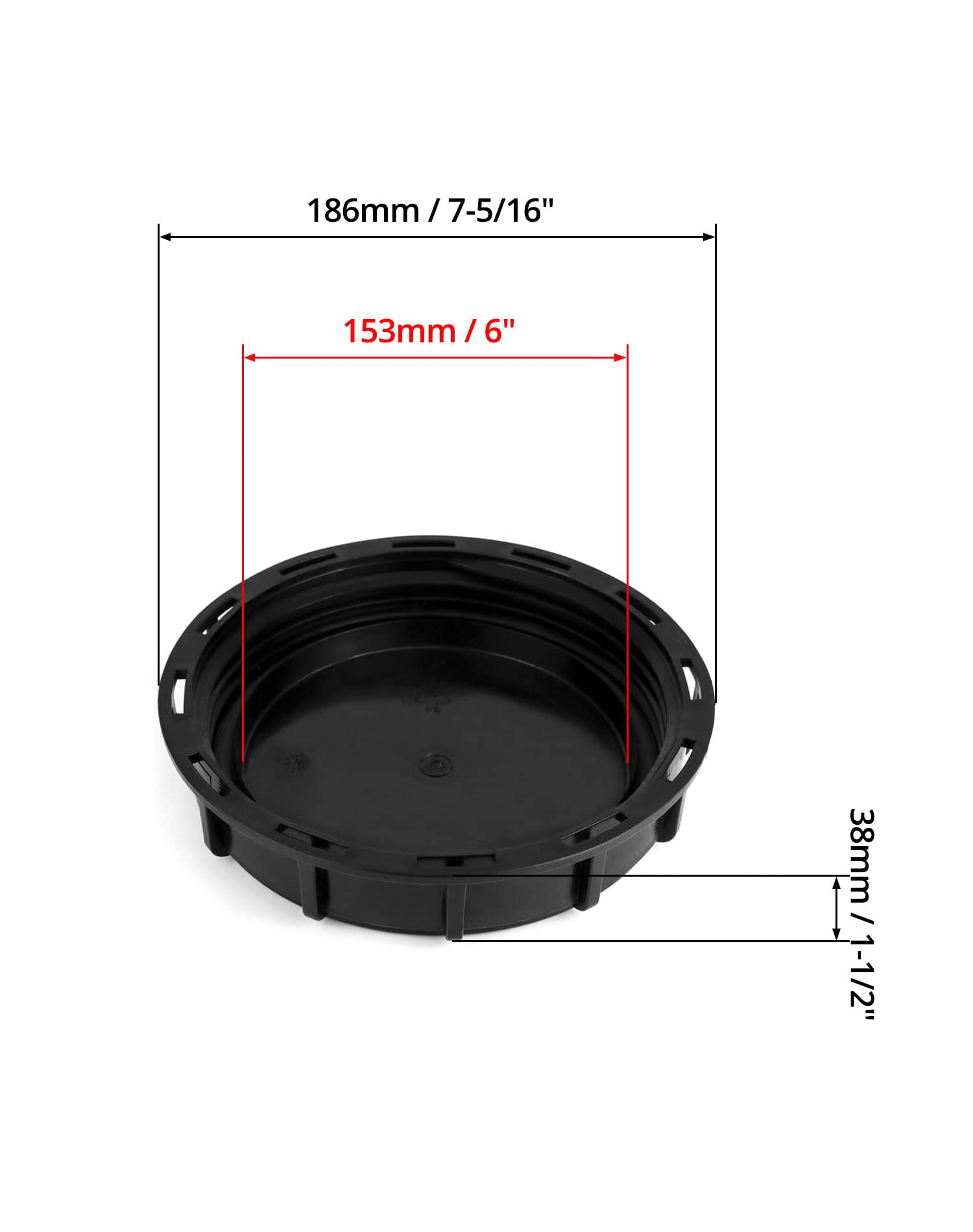 QWORK Black 6" Solid Cap Compatible with Mauser IBC Tote - High Density Polyethylene (HDPE) - Industrial-Grade Secure Seal - Resistant to Impact and Harsh Chemicals