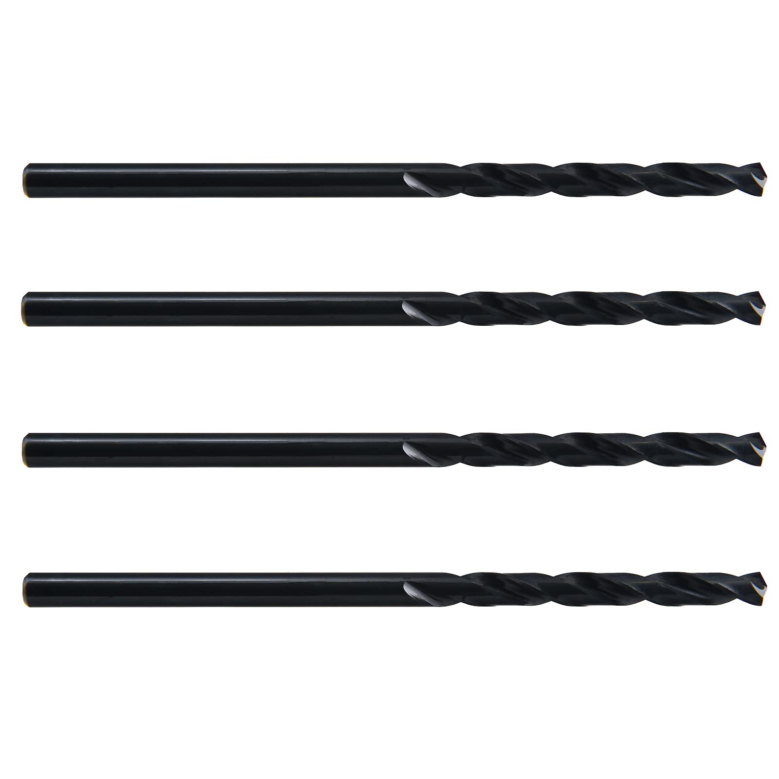 MAXTOOL 5/16"x6" 4pcs Identical Aircraft Extension Drills HSS M2 Extra Long Deep Twist Drill Bits Straight Shank Fully Ground Black; ACF02B06R20P4