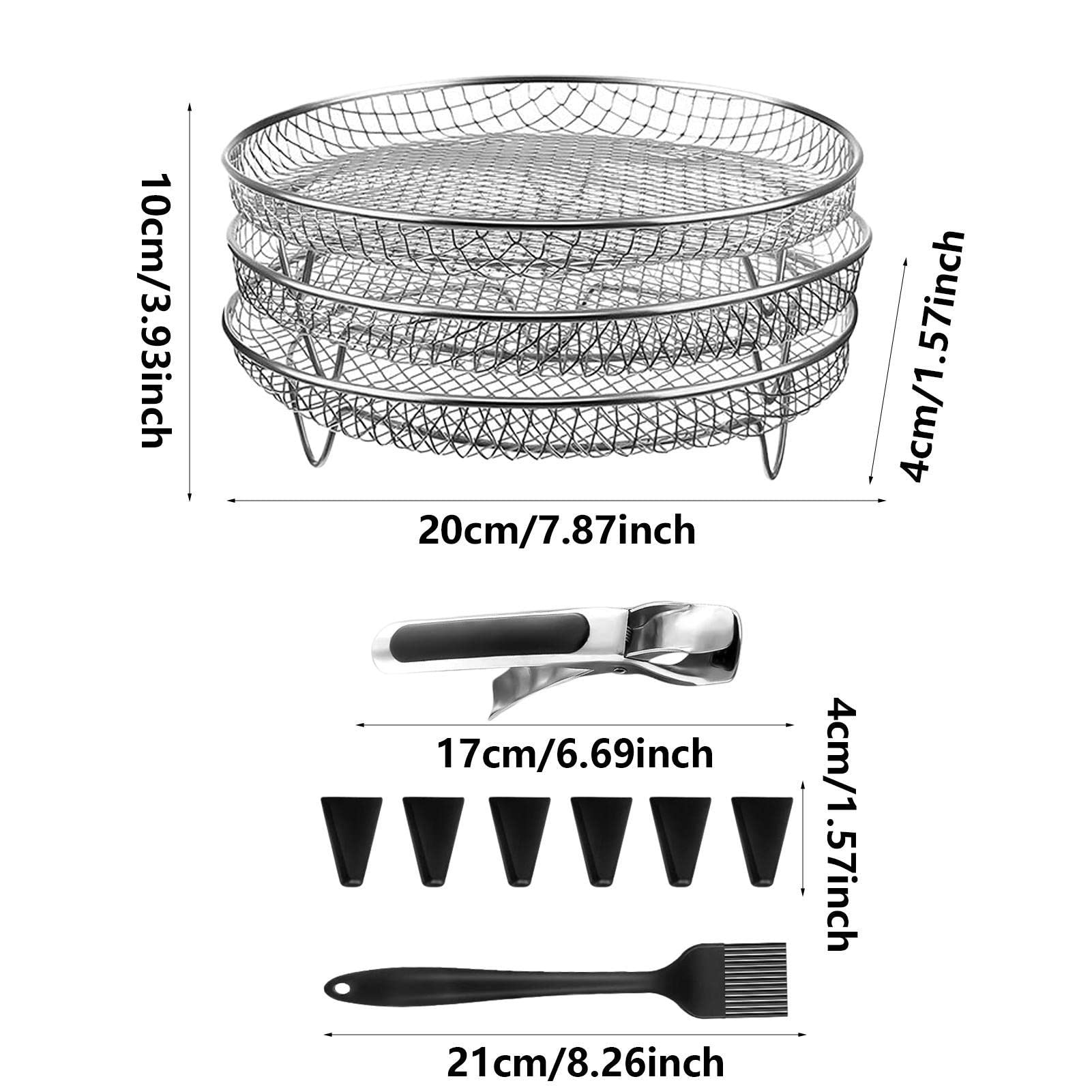 Air Fryer Racks For Ninja,Three Layer Stackable Dehydrator Rack 7.8inch Stainless Steel Round Multi-Layer Air Fryer Basket Tray Multi-Layer Dehydrator Rack Air Fryer Accessories