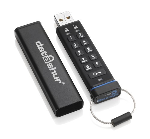 iStorage datAshur 16 GB Secure Flash Drive - Password Protected, Dust and Water Resistant, Portable, Military Grade Hardware Encryption USB 2.0 IS-FL-DA-256-16