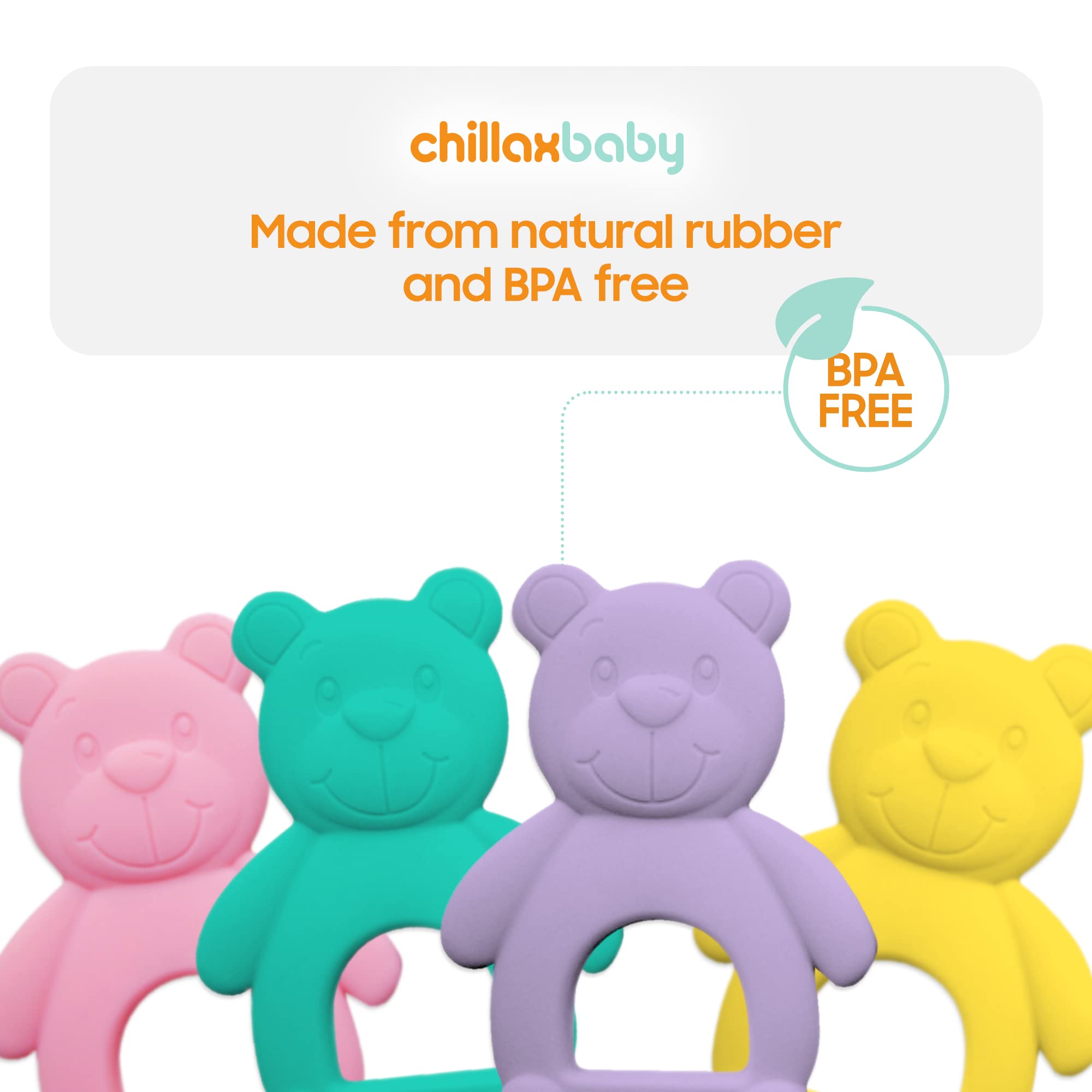 CHILLAX Teether Toys - Soothing Baby Teething Relief Toys, Helps Relieve Gum Pain - Soft, Easy-to-Grip, Non-BPA Silicone Teethers for Babies - Dishwasher-Safe - Shower Gifts for Infants 3+ Months Old