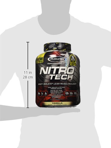 MuscleTech Whey Protein Powder | MuscleTech Nitro-Tech | Isolate & Peptides | Protein + Creatine for Muscle Gain | Muscle Builder for Men & Women | Sports Nutrition | Vanilla, 4 lb (40 Servings)