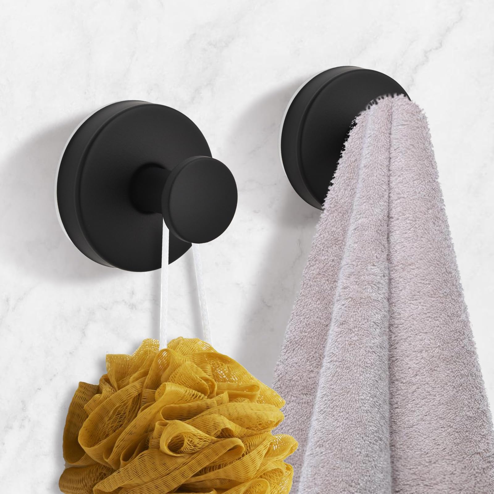 AUGLEAF Suction Cup Hooks for Shower, Black (2 Pack)