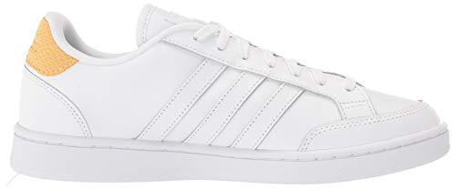 adidas Women's Grand Court SE Tennis Shoe, White/White/Orange tint, 8.5