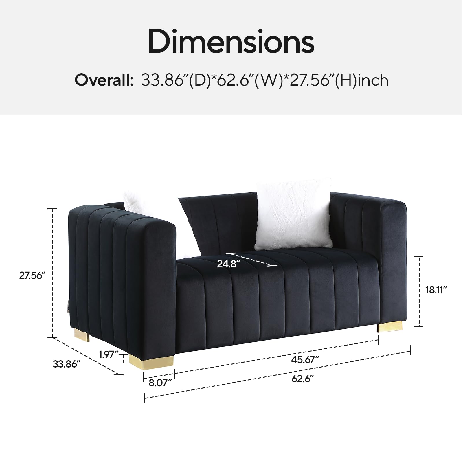 Alberobelo Velvet Couch with Extra Deep Seats, 3 Seater Sofa, Futon Couch, Sleeper Sofa, Office Couch, Mid Century Modern Couch for Living Room, Office, Bedroom