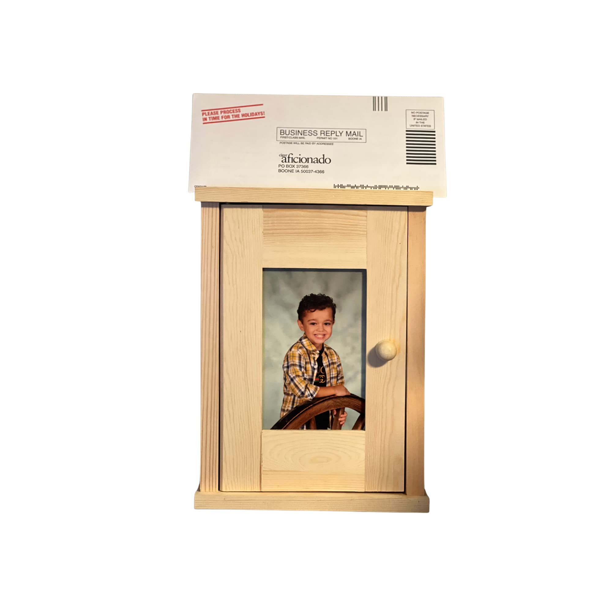 Pine Wood Wall Mount Key Box with 10 hooks with 4x6" Picture Frame - Wall Decor - Mail Holder Key Hooks - Mail Organize Wall - Wall Mail Organize - Key Holder for Wall - Entryway (Birch)
