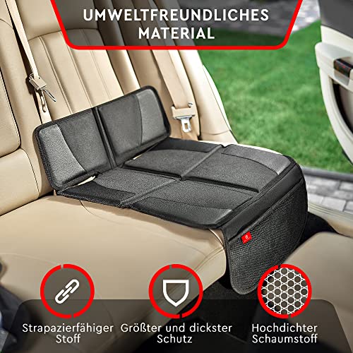Helteko Car Seat Protector with Thickest Padding, 2 Pack Car Seat Pad for Child Baby Carseat, Auto Seat Protector from Waterproof & Stain Resistant Kick Mat Material for Leather and Fabric Seat
